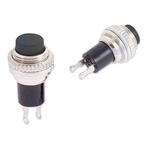 Chave Push Button 2 Polos 8mm Preta Rs Robótica