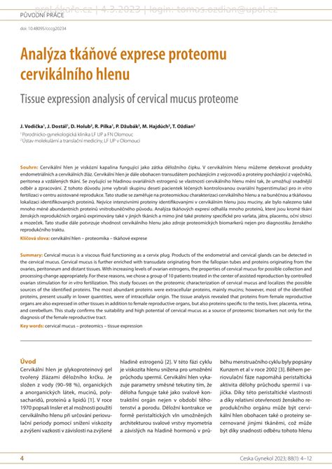 Pdf Tissue Expression Analysis Of Cervical Mucus Proteome