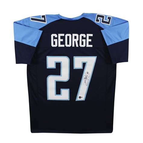 Eddie George Ten Titans Hoo Oilers Signed Jersey Photo Can