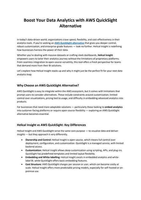 Boost Your Data Analytics With Aws Quicksight Alternativepdf