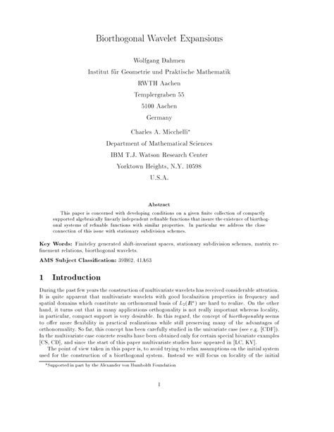Pdf Biorthogonal Wavelet Expansions