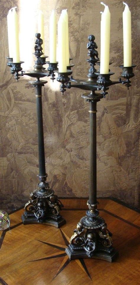 2 Bronze Historismus Leuchter Kerzenhalter Girandole Kandelaber
