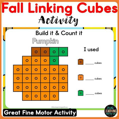 Fall Linking Cubes Mats Autumn Fine Motor Skill Center Mats Made By