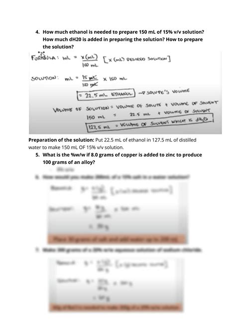 Solution Clinical Chemistry Laboratory Mathematics Percent