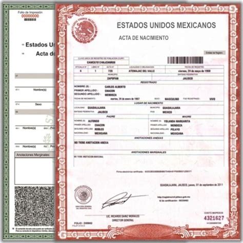 Modelo De Acta De Nacimiento Oficial