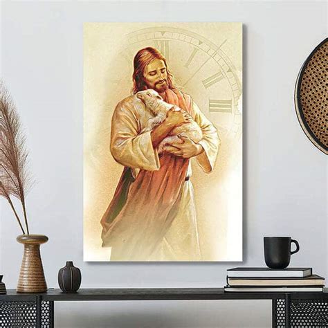 Jesus And Lamb Jesus Christ Bible Verse Scripture Canvas Print Podroyal