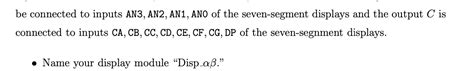 Solved Please Write The Verilog Code For Module Disp αβ