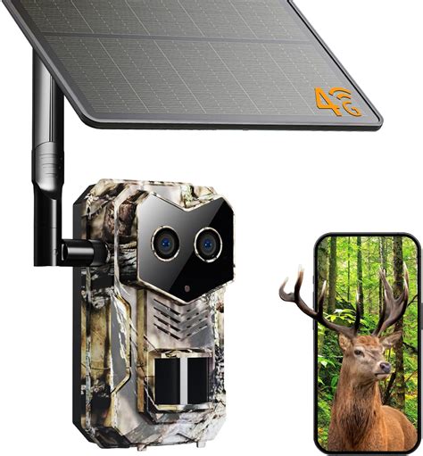 4g Lte Cellular Trail Camera With Solar Panel Dual Lens Game Camera