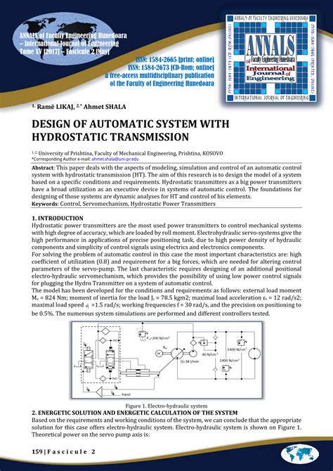 pdf design of automatic system with hydrostatic transmission
