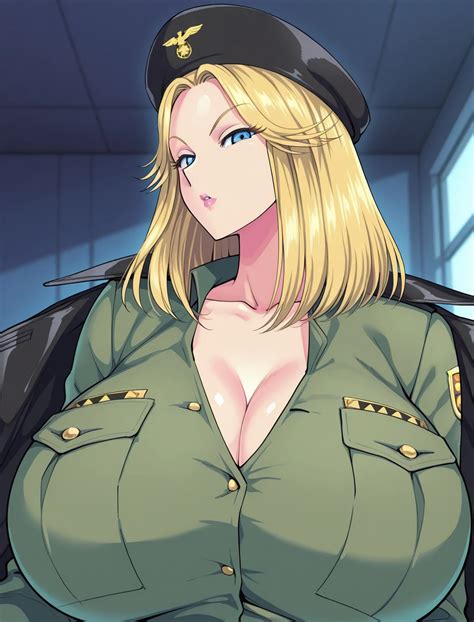 Anime Girl In Uniform With A Big Breast And A Hat Seaart Ai