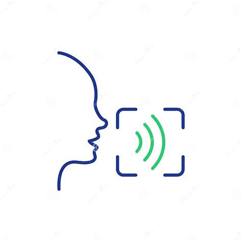Voice And Speech Recognition Line Icon Voice Command Icon With Sound Wave Voice Control Stock