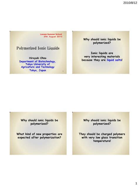 Pdf Polymerized Polymerized Ionic Liquids Ku Leuven