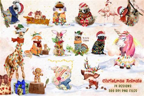 Super Cute Christmas Animals Bundle Graphic By Lamos Sublimation