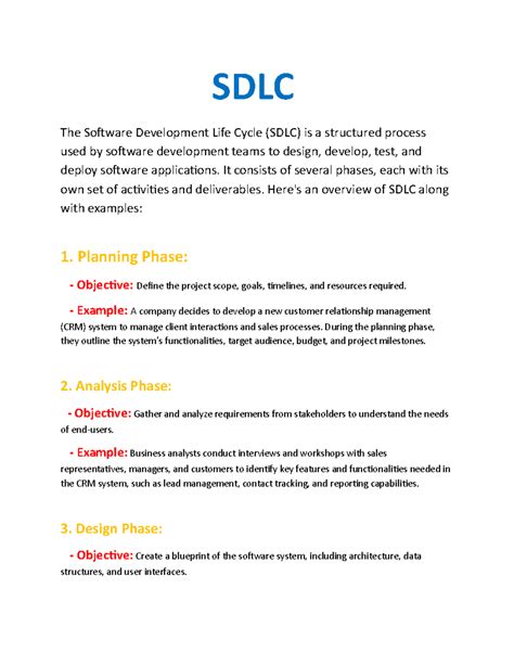 Sdlc Summary Bs Information Technology Sdlc The Software Development Life Cycle Sdlc Is A