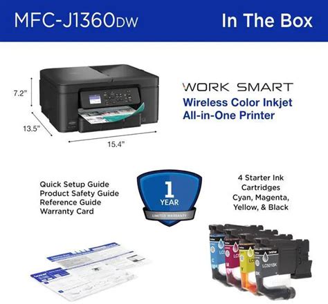 Brother Work Smart 1360 Wireless Color Inkjet All In One Printer With