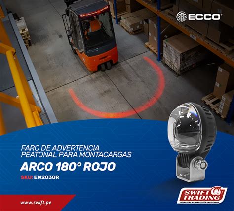 Faro De Advertencia Peatonal Para Montacargas Arco 180° Rojo Ew2031r