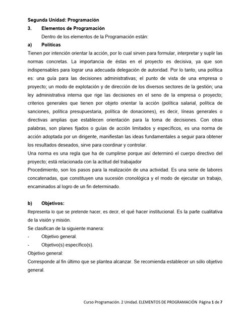 05 Segunda Unidad Elementos De Programacion Pdf Presupuesto Economias