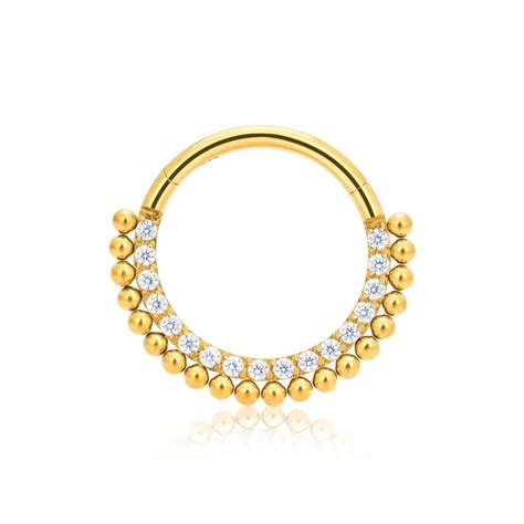 16g Daith Ring With Diamond Cz And Dots In Gold And Silver Titanium Se Titanium Jewelry Daith
