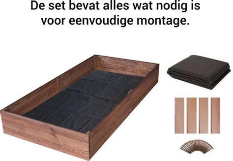 Geimpregneerde Kweekbak Planten Moestuinbak 120x120x27cm Incl Worteldoek Bol