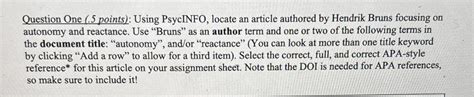 solved question one 5 ﻿points using psycinfo locate an