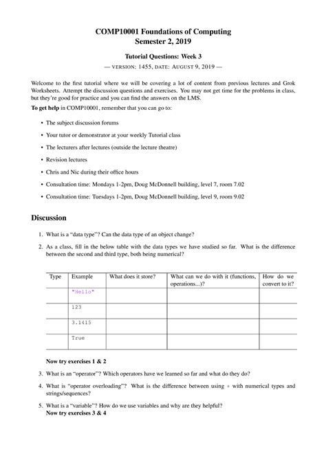 tutesheet week3 tutesheet week3 comp10001 foundations of computing
