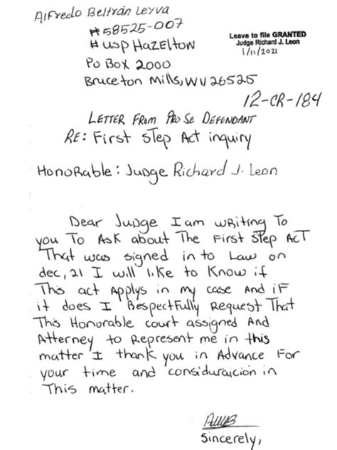 Alfredo Beltrán Leyva Solicitó Su Liberación Apelando Al First Step Act