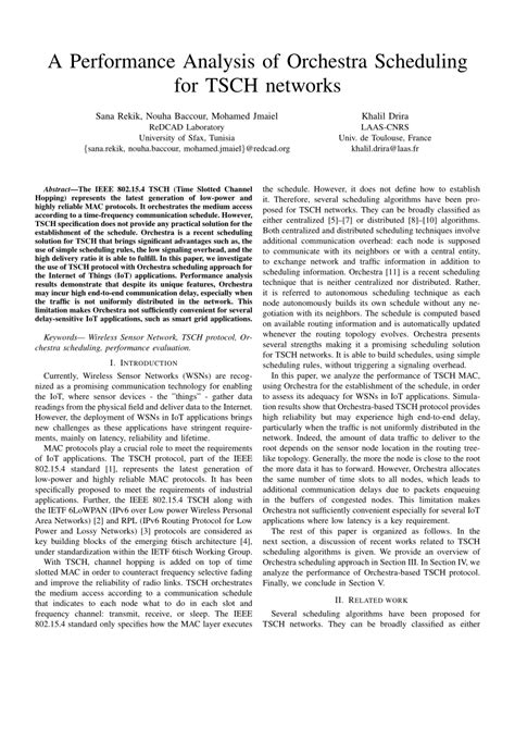 Pdf A Performance Analysis Of Orchestra Scheduling For Tsch Networks