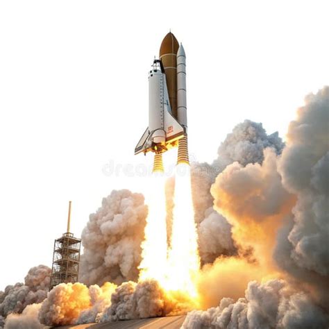 Powerful Rocket Launch Isolated On White Background Stock Illustration