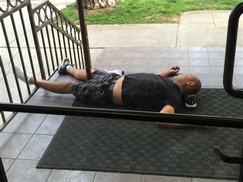 Got A Drunk Guy Passed Out Under The Bench On Our Porch R Losangeles