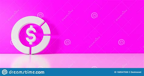 3d Rendering Of White Symbol Of Diagram Icon Leaning On Color Wall With Floor Reflection With