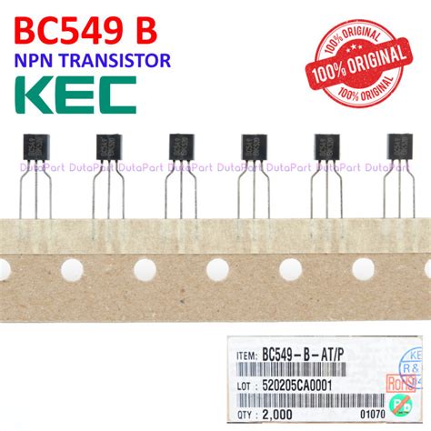 20 Pcs Bc549b Bc549 Original Kec Korea Npn Transistor Bc 549 B To 92