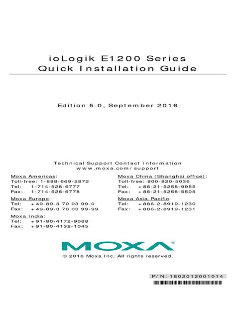 Moxa Remote I O Iologik E1214 Installation Guide Pdf Relay