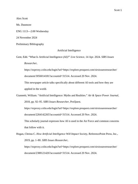 Preliminary Bibliography Pdf