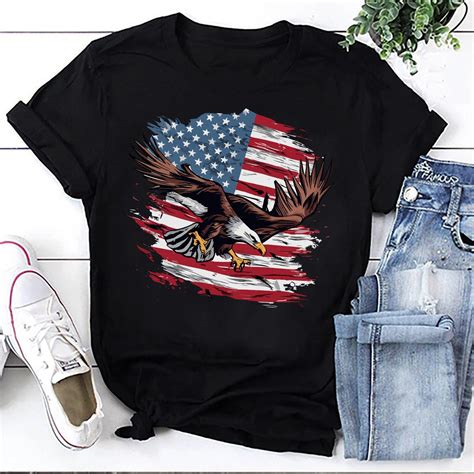 American Eagle Usa Flag T Shirt Patriotic 4th Of July Tee Etsy