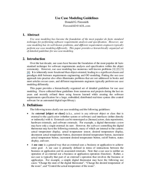 Pdf Use Case Modeling Guidelines