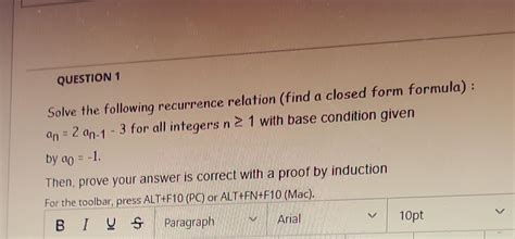 Solved QUESTION Solve The Following Recurrence Relation Chegg