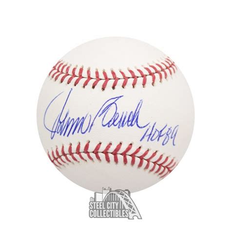 Johnny Bench Hof 89 Autographed Official Mlb Baseball Jsa Coa Steel