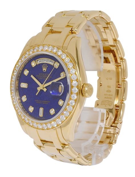 Rolex Masterpiece 18k Yellow Gold Lapis Lazuli Diamond 39mm Watch Bp Z