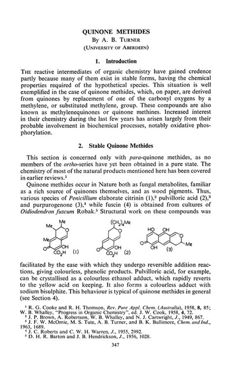 Quinone Methides Quarterly Reviews Chemical Society Rsc Publishing