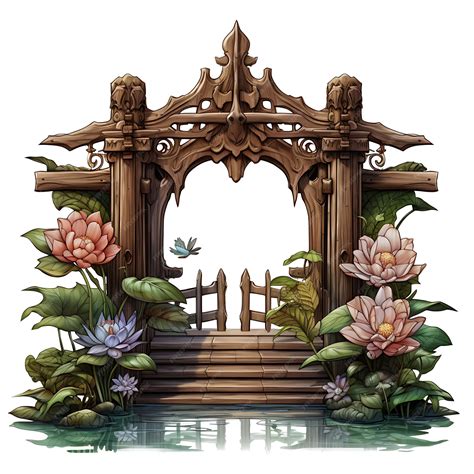 Premium Photo Surreal Style Of Moat Gate With Lotus Flower Design