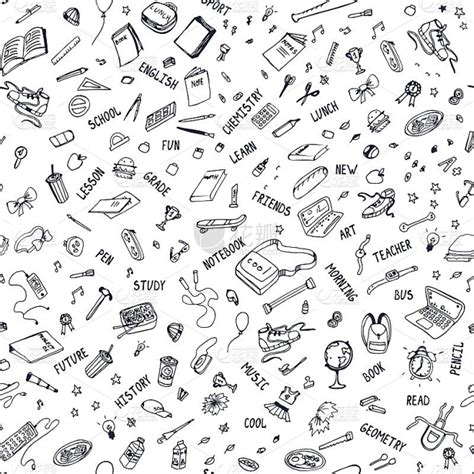 学校主题无缝图案。素材 花瓣网