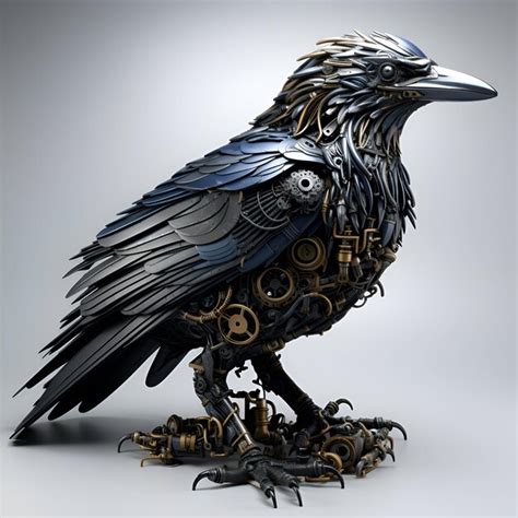 Premium Photo D Rendering Of A Fantasy Raven With Gears And Cogwheels