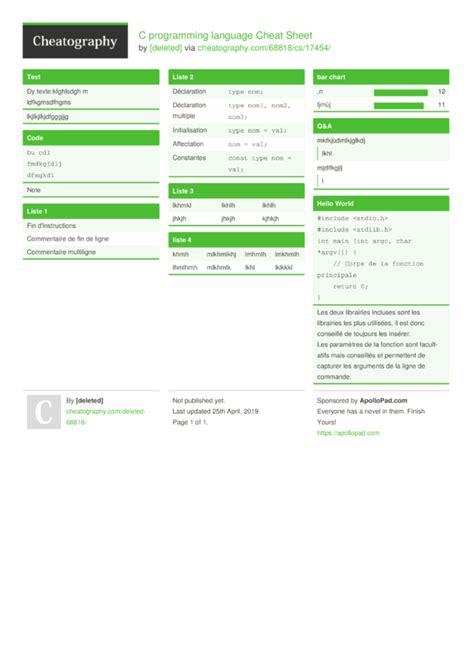 C Programming Language Cheat Sheet By Deleted Download Free From Cheatography Cheatography