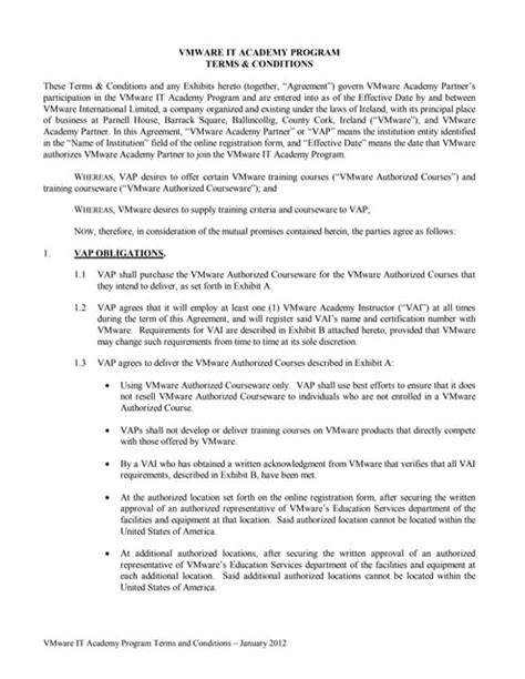 Vmware It Academy Agreement Pdf