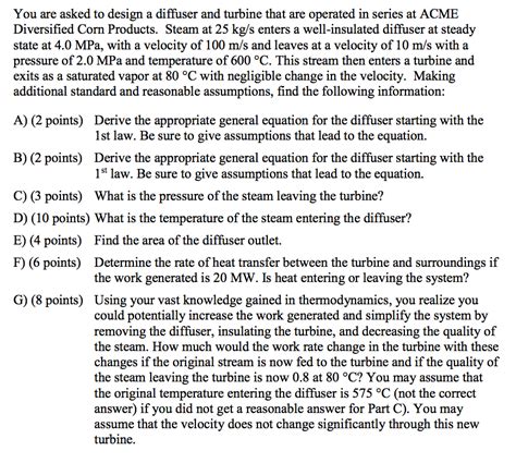 Solved You Are Asked To Design A Diffuser And Turbine That Chegg Com
