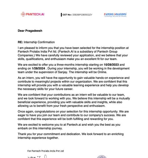Pragadeesh Muthukumar On Linkedin 🌟 Excited To Announce My Internship At Pantechai 🌟 I Am