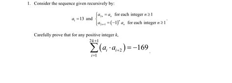 solved consider the sequence given recursively by ] 1 nan