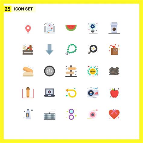 Editable Vector Line Pack Of 25 Simple Flat Colors Of Food Coffee Slice Idea Creative Editable