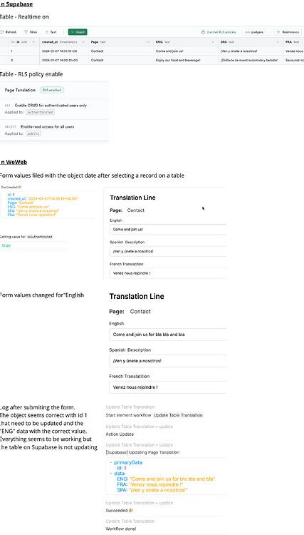 Supabase Does Not Update Despite Success How Do I Weweb Community