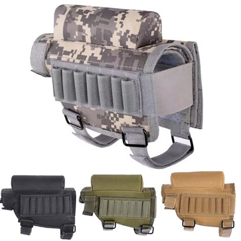 Tactical Army Rifle Buttstock Shell Holder Cheek Rest Pouch Shotgun